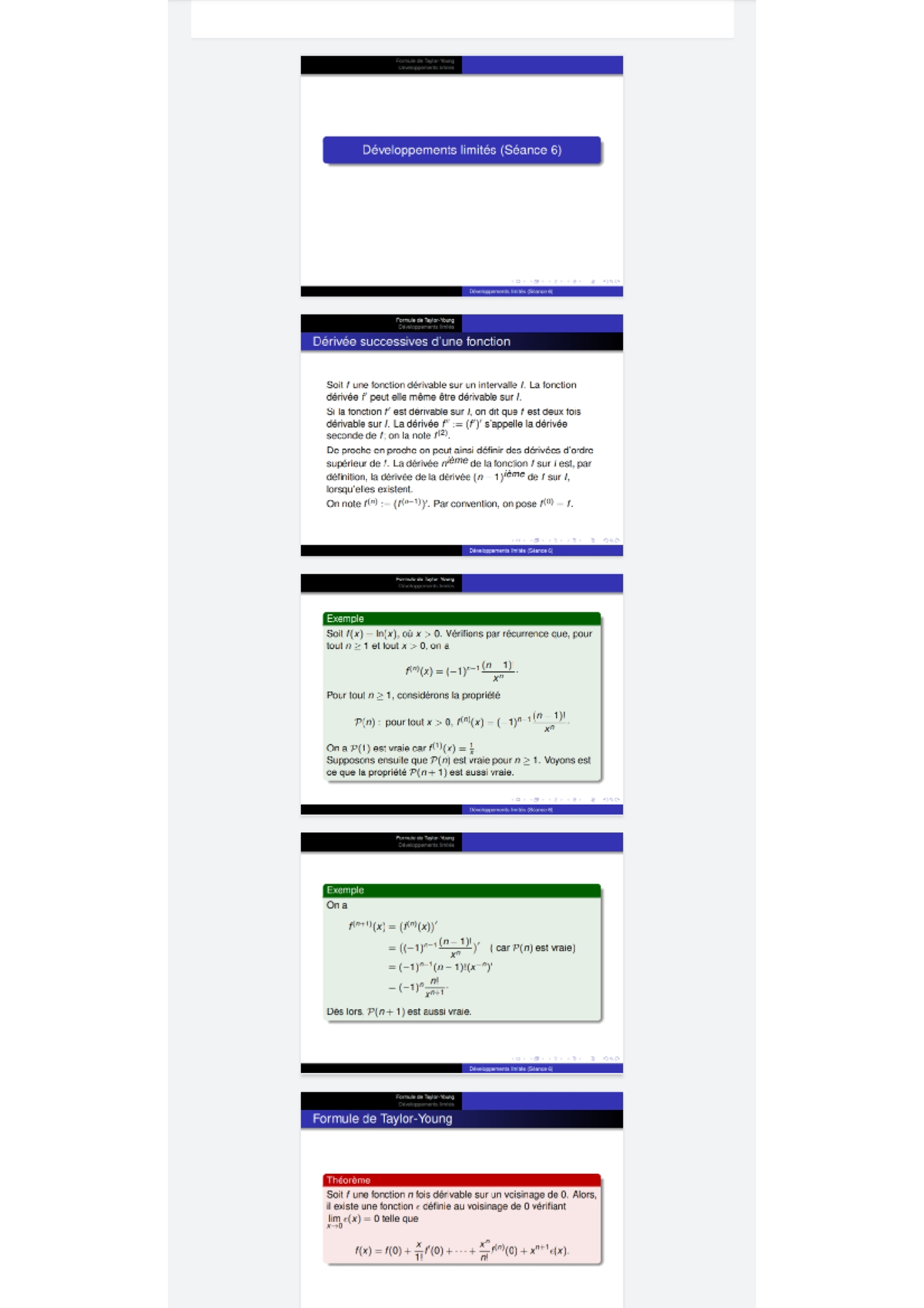 Development limite s1 - Analyse mathematique - Analyse Mathématiques ...