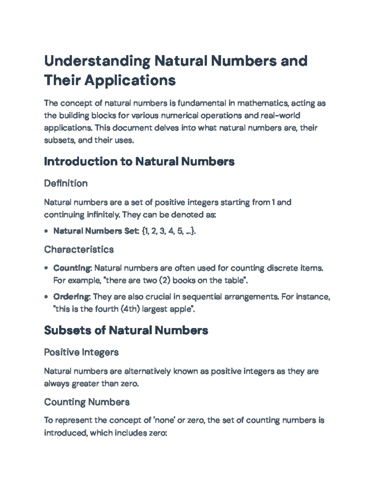 Understanding Natural Numbers: Concepts and Applications in Math ...