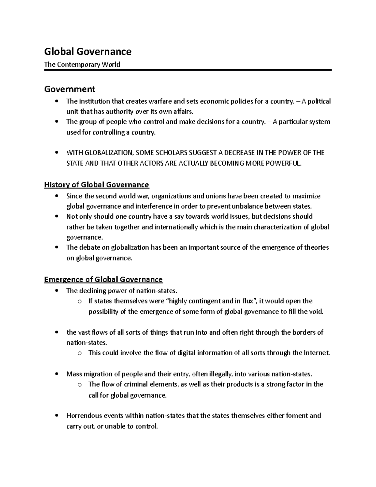 Global Governance - Global Governance The Contemporary World Government ...