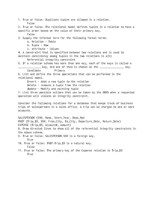Chapter 2 Notes - Summary Fundamentals of Database Systems - Chapter 2 ...