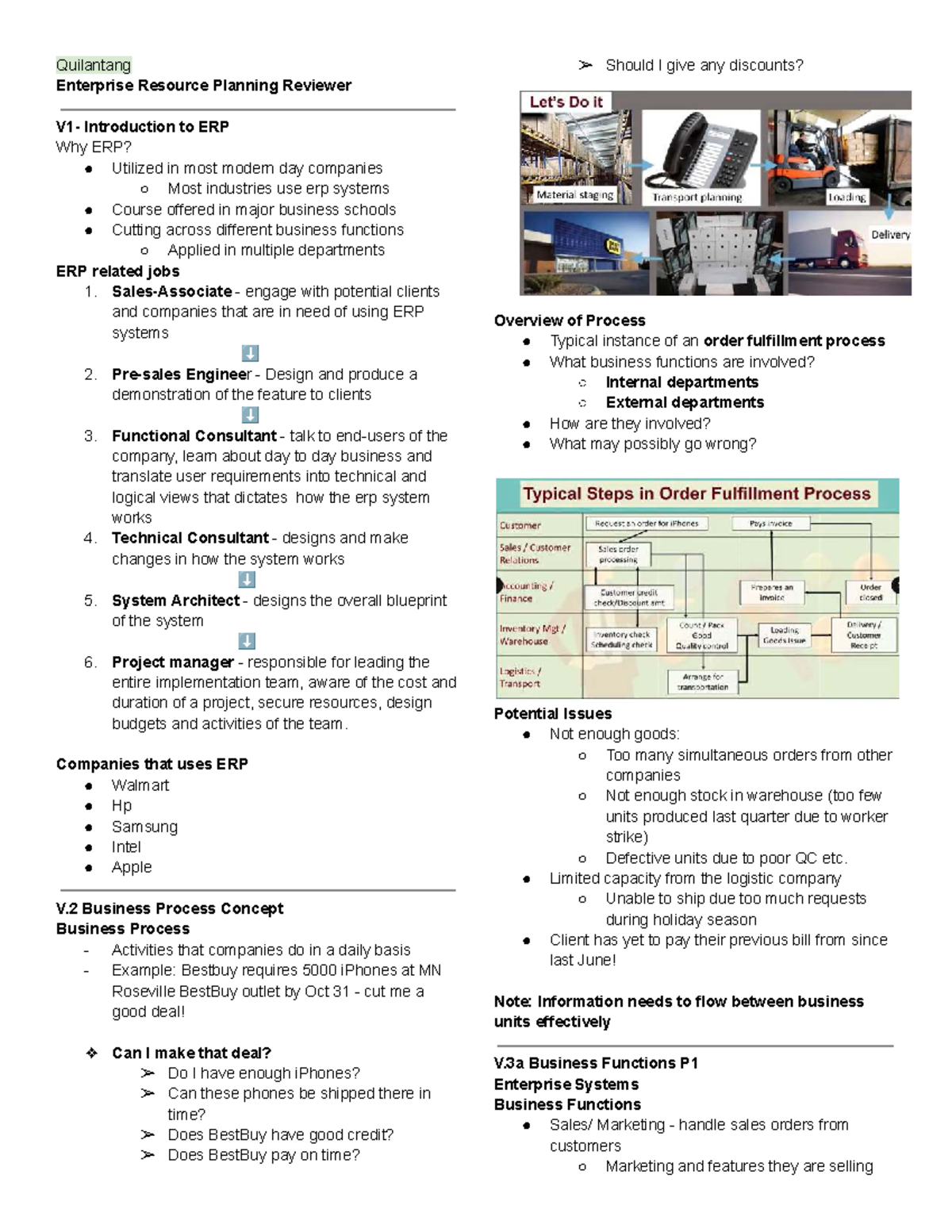 ERP Notes V1-4: Understanding Enterprise Resource Planning - Studocu
