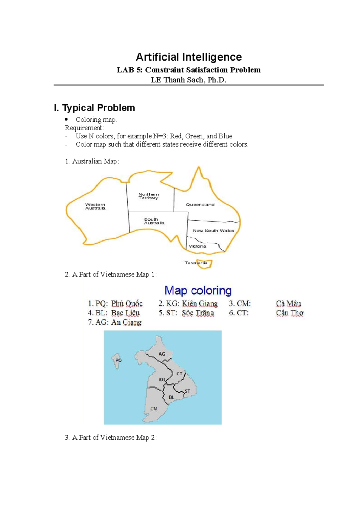 AI LAB 5: Constraint Satisfaction Problem & Map Coloring - Studocu