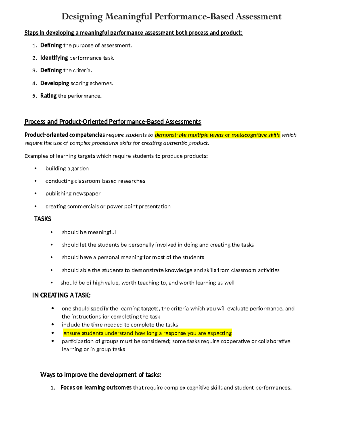 Developing Meaningful Performance Assessments: A Comprehensive Guide ...