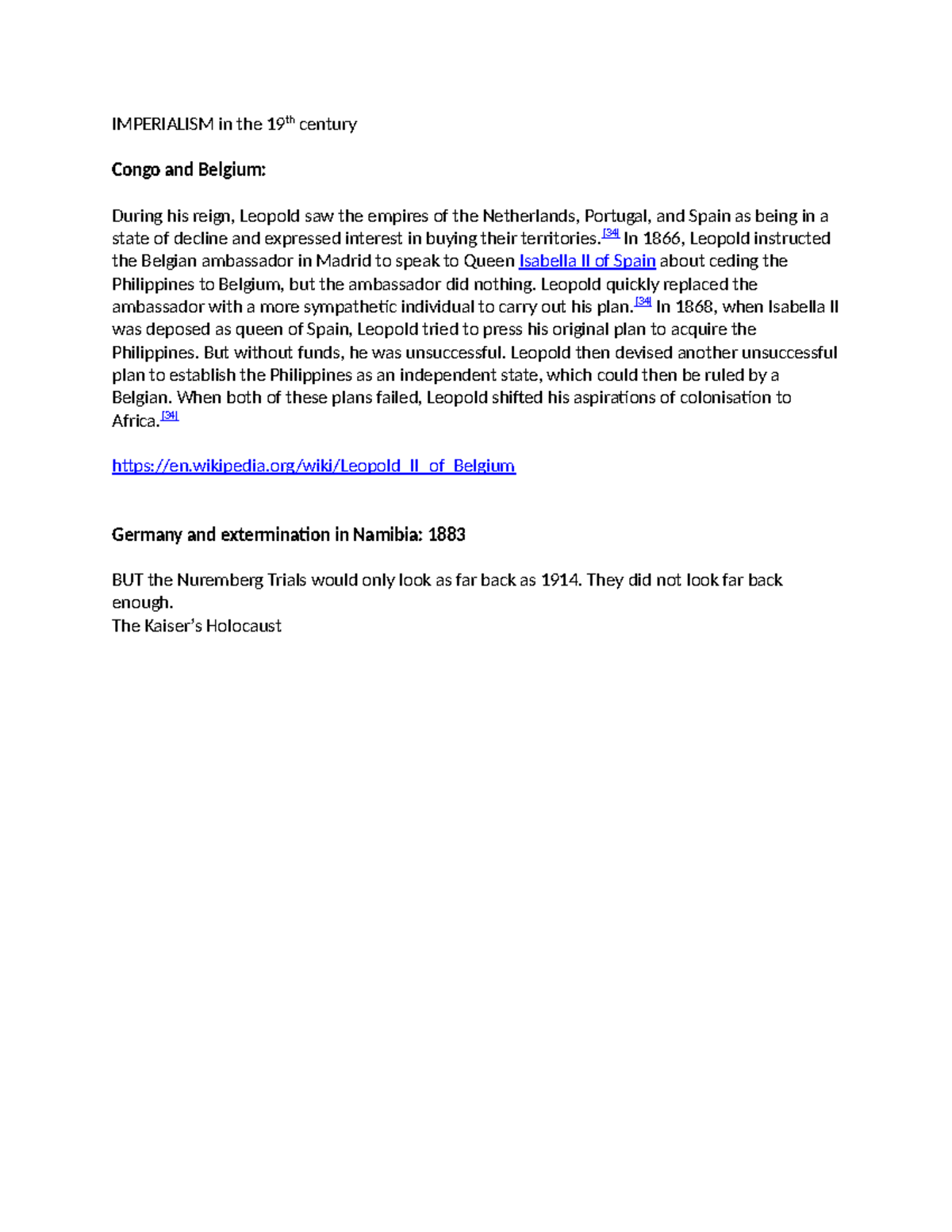 19th Century Imperialism: Belgium's Ambitions in Congo and Beyond - Studocu