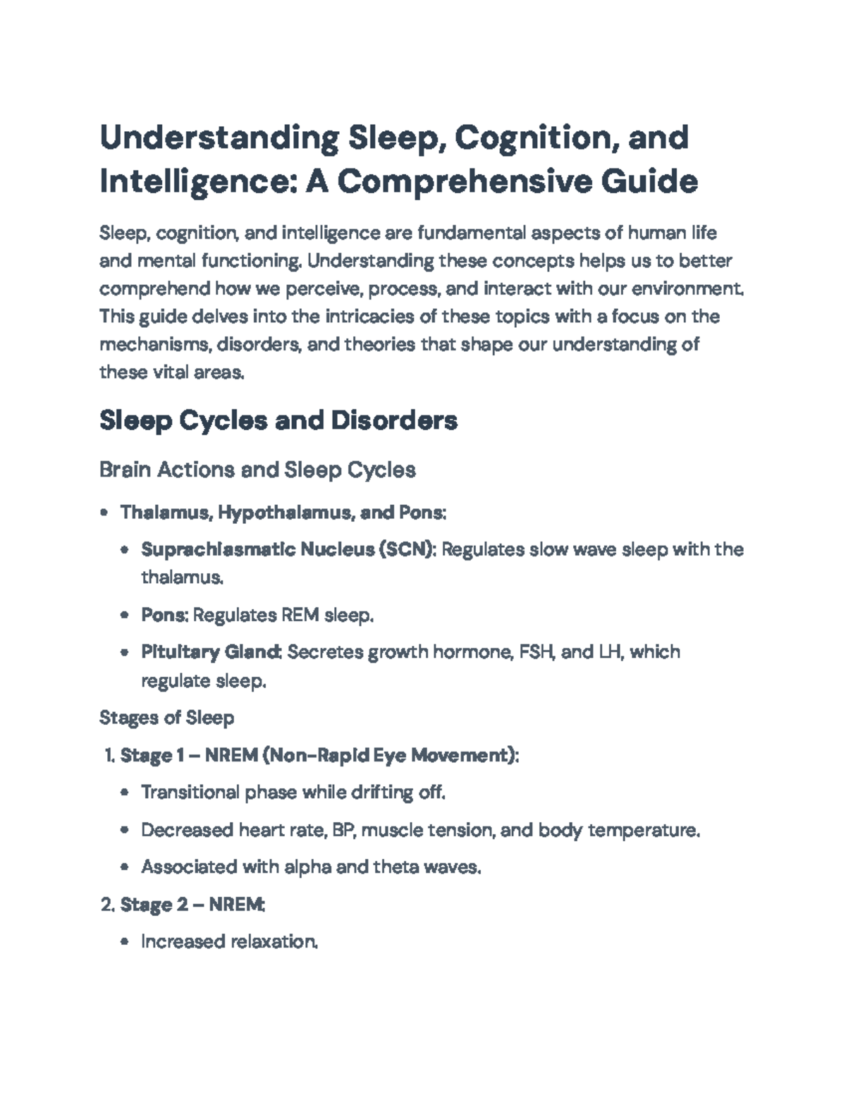 Understanding Sleep, Cognition, and Intelligence: A Detailed Overview ...