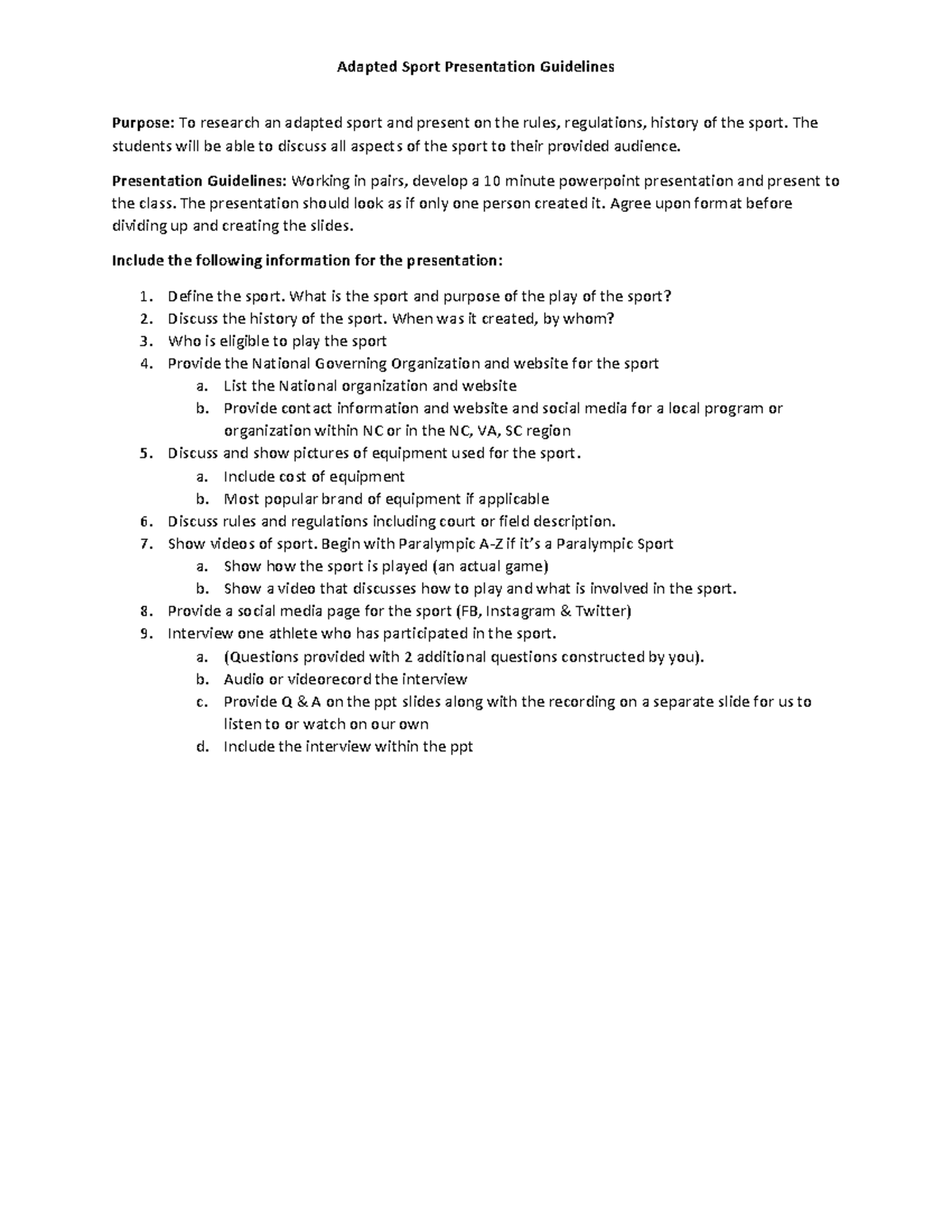Adapted Sport Presentation Guidelines for Effective Research and ...