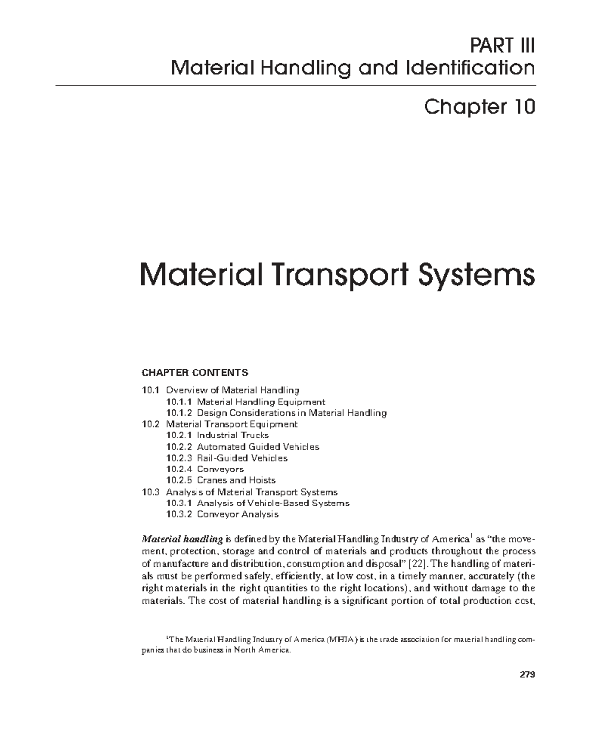 Material Handling and Transport Systems - Chapter 10 Overview - Studocu