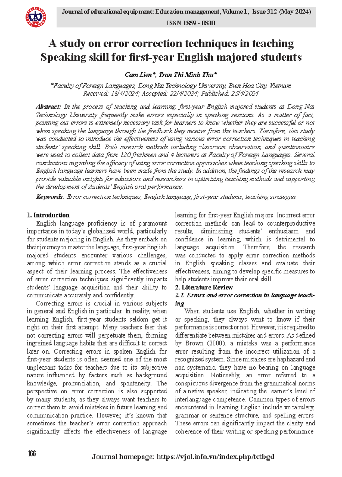 Error Correction Techniques in Teaching Speaking Skills for English Majors (ENG - Studocu