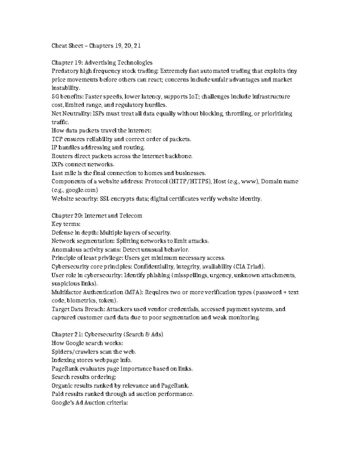 Exam Cheat Sheet - hreh: Chapters 19-21 Overview - Studocu