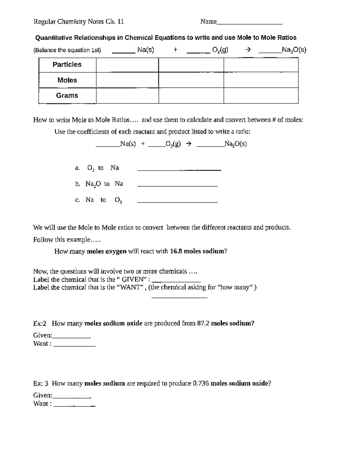 First Mole to Mole ratio notes examples and HW reg 2021 - Regular ...