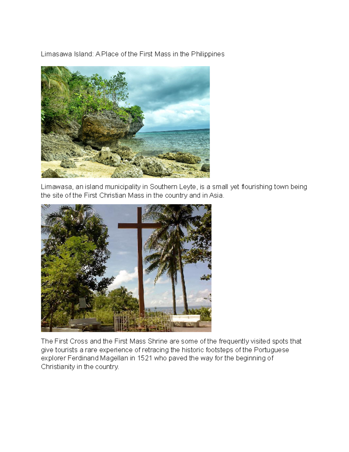 Limasawa Island first mass - Limasawa Island: A Place of the First Mass ...