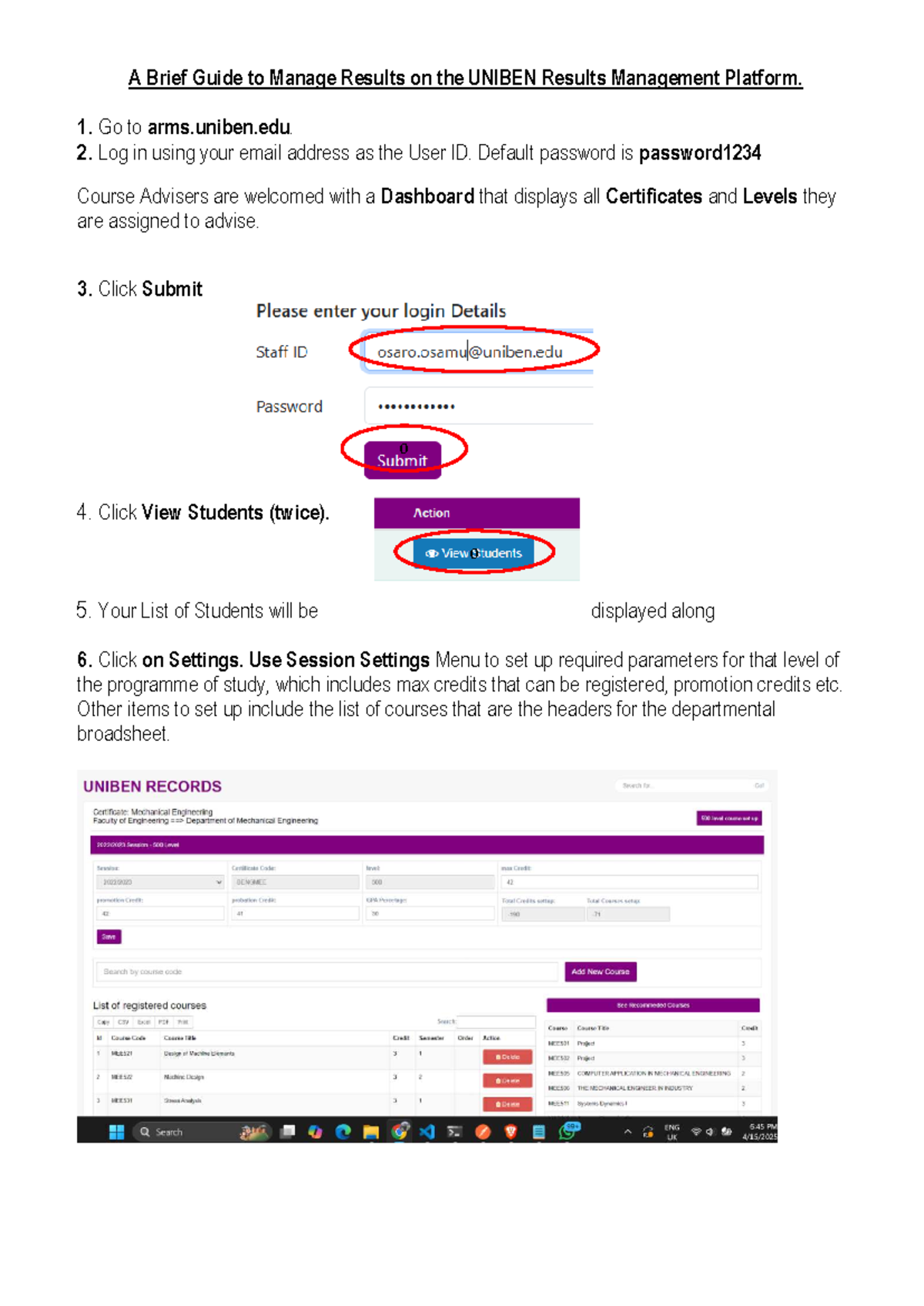 Brief Guide to Navigate the UNIBEN Results Management Platform - Studocu