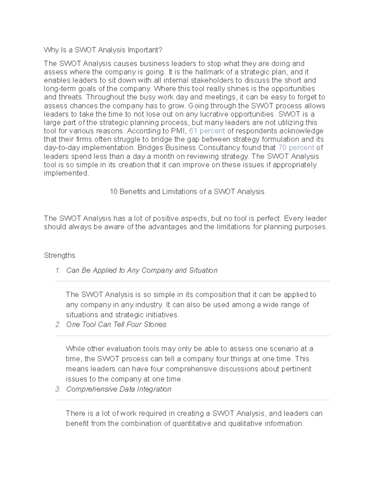 Swot - Lack of Prioritization - Why Is a SWOT Analysis Important? The ...