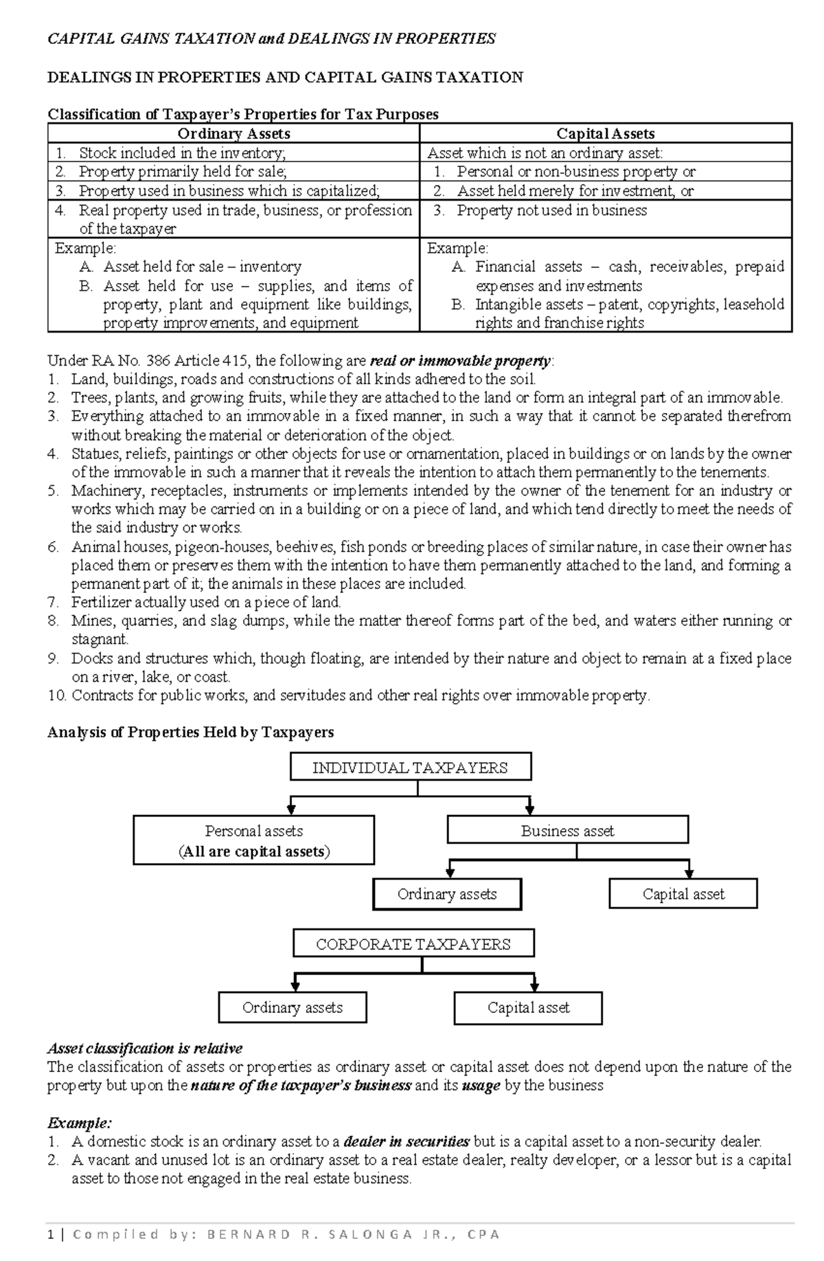Income Taxation: Chapter 6 - Dealings in Properties & Capital Gains ...