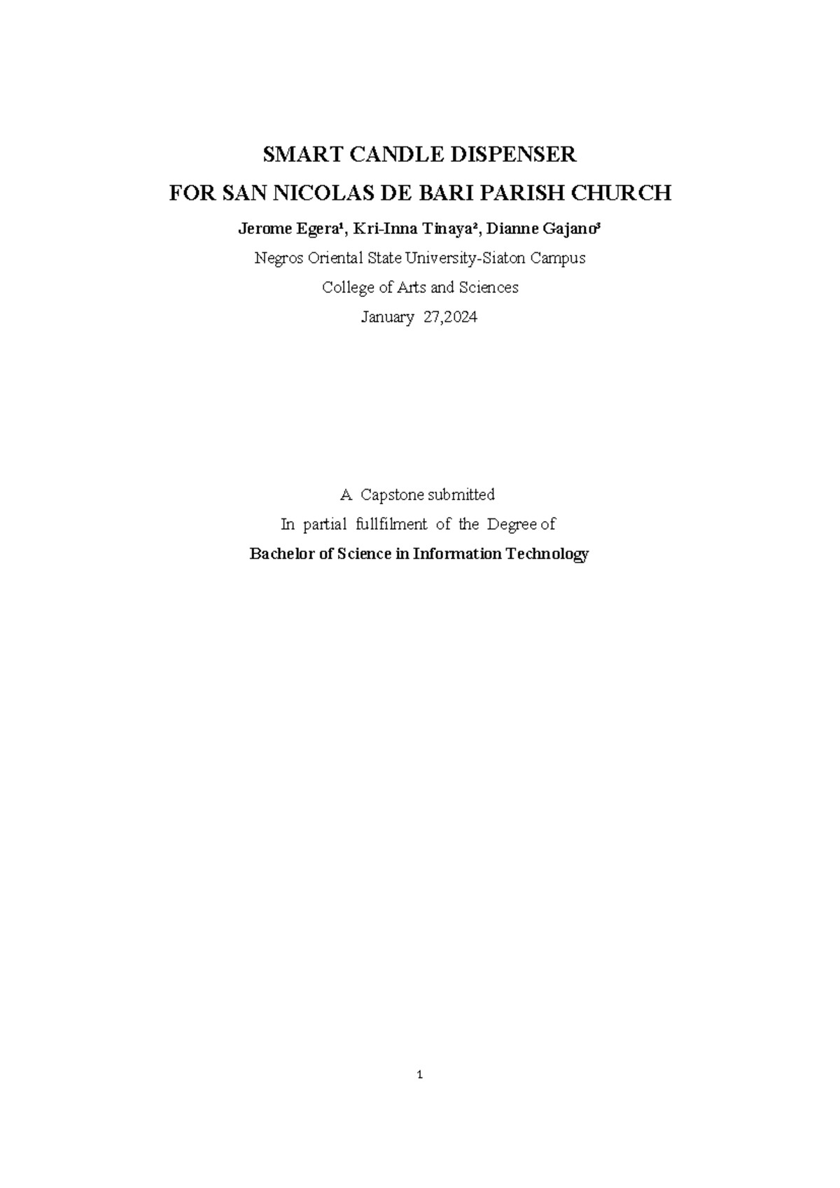 Smart Candle Dispenser for San Nicolas de bari Parish Church - SMART ...