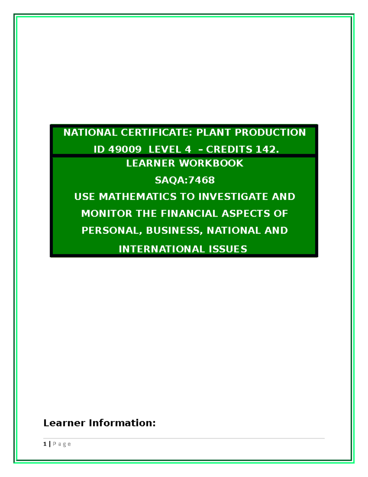 7468 - Plant Production Learner Workbook: Financial Mathematics Module ...