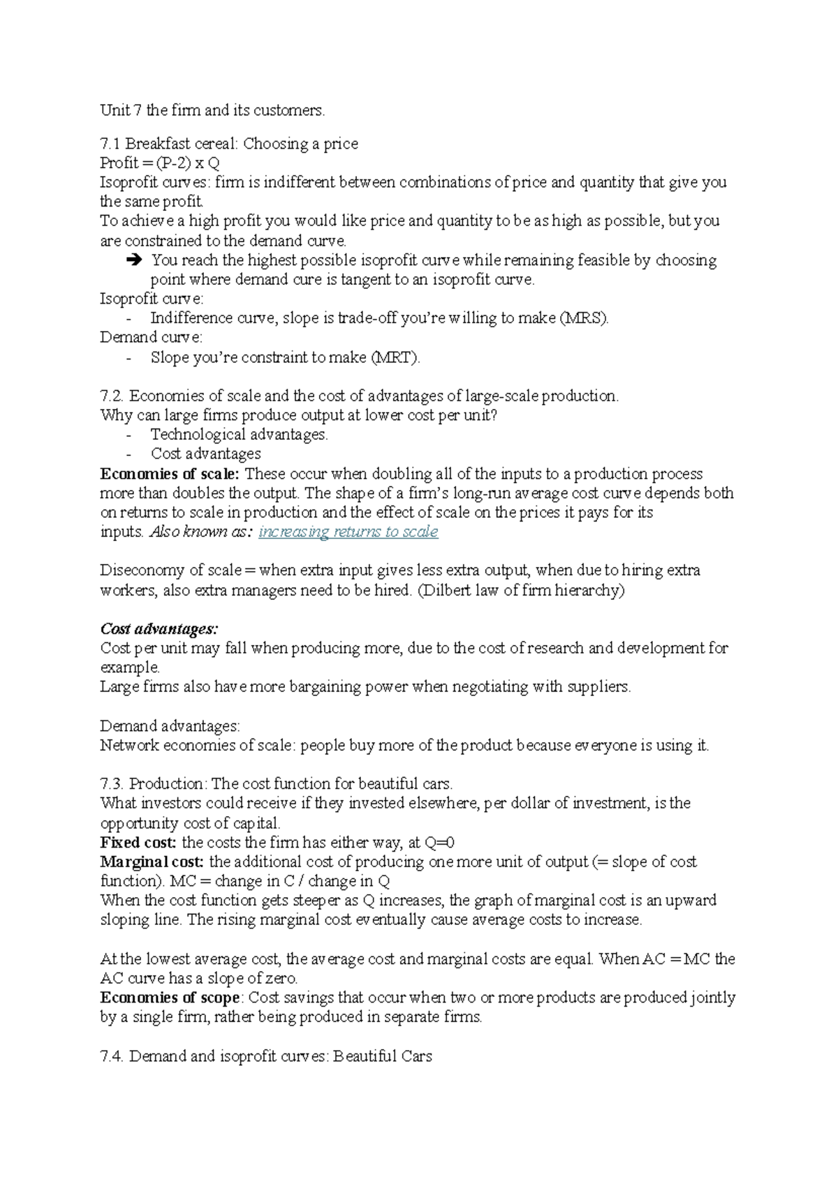 Unit 7 Micro: The Firm and Its Customers - Pricing and Demand Analysis ...