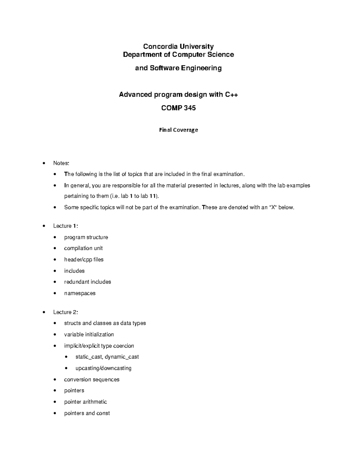 COMP 345 Final Exam Coverage Notes: Key Topics Overview - Studocu