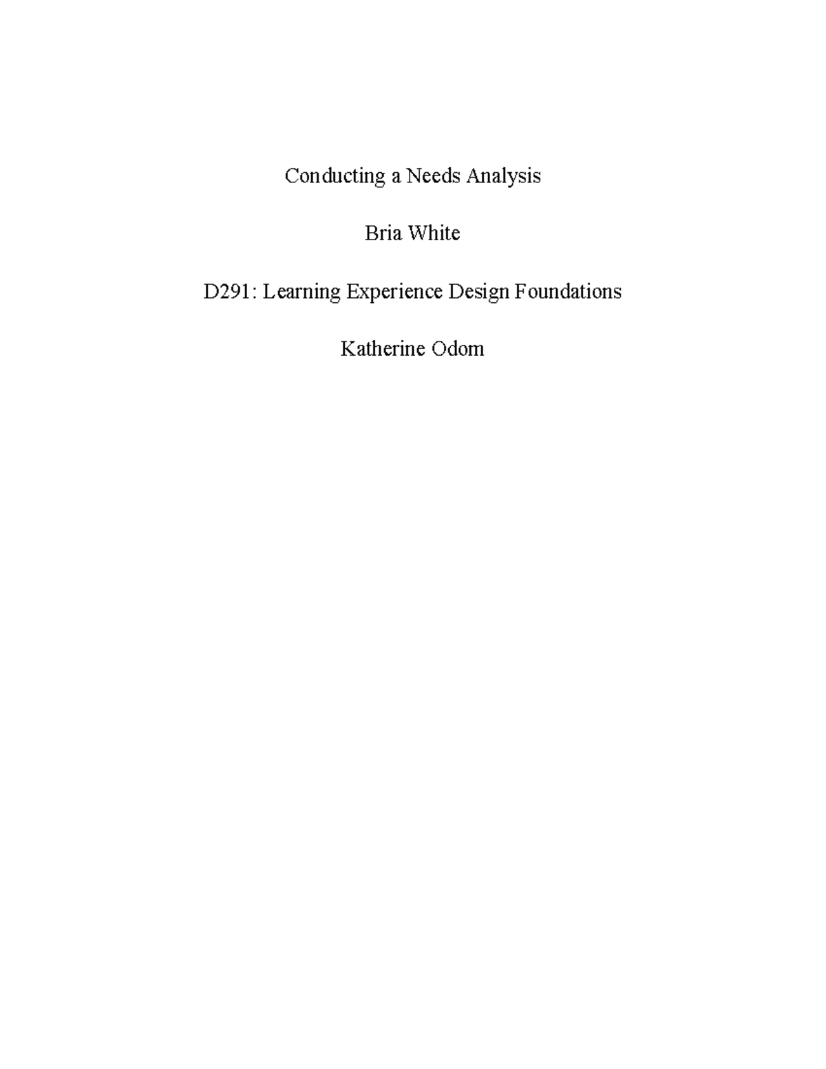 Conducting a Needs Analysis: Case Study on Golden Maple MS D291 - Studocu