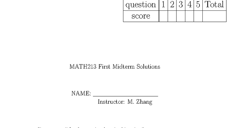 MATH213 First Midterm Sample Solutions and Scoring Guide - Studocu