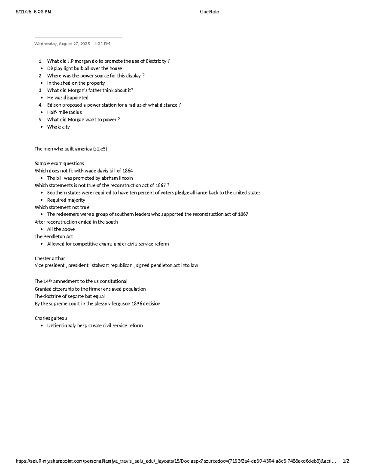 Sample Exam Questions for US History - Course Code Included - Studocu