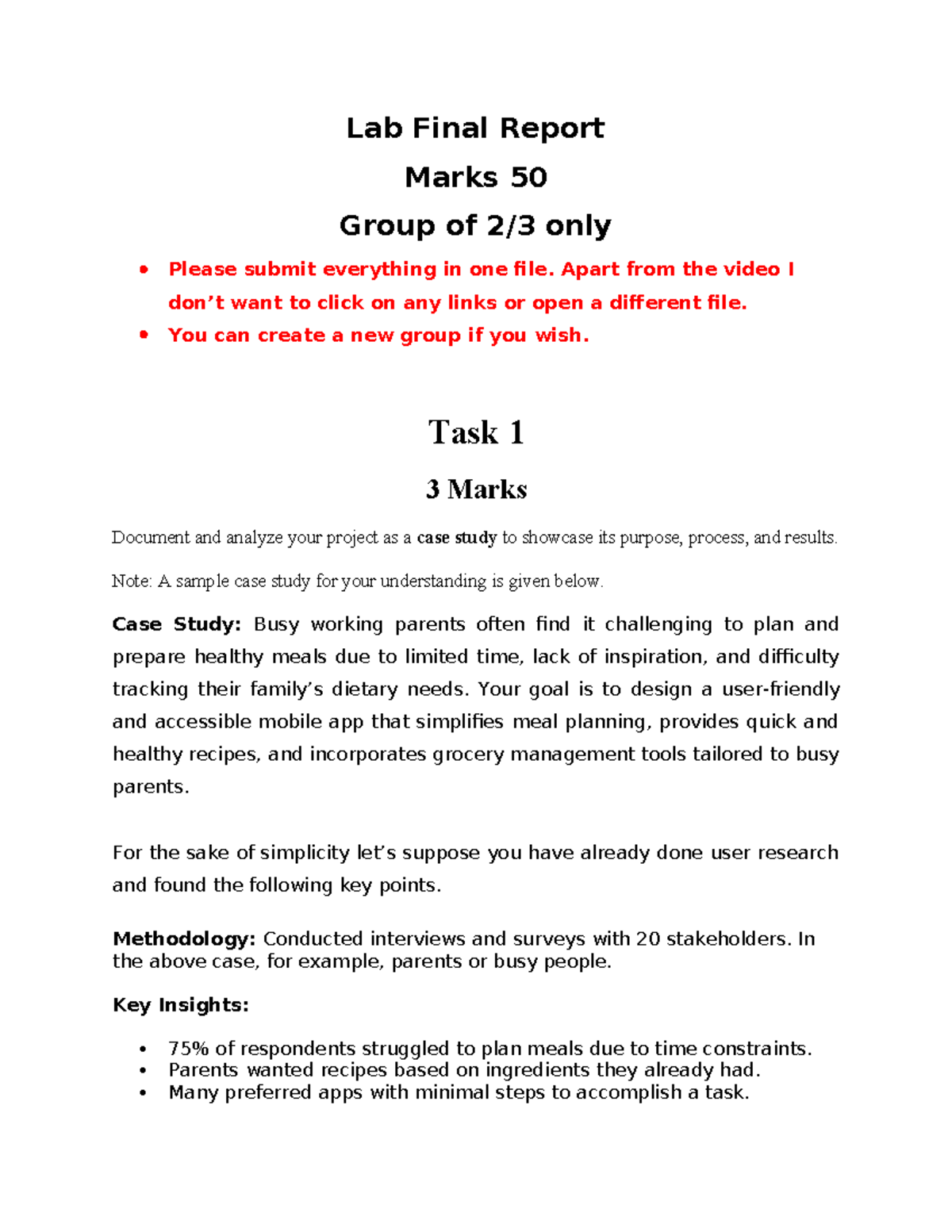 Lab Final Human computer interaction - Lab Final Report Marks 50 Group ...