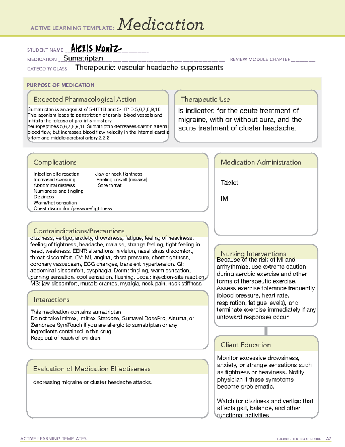 Sumatriptan - Drug Card - ACTIVE LEARNING TEMPLATES THERAPEUTIC ...
