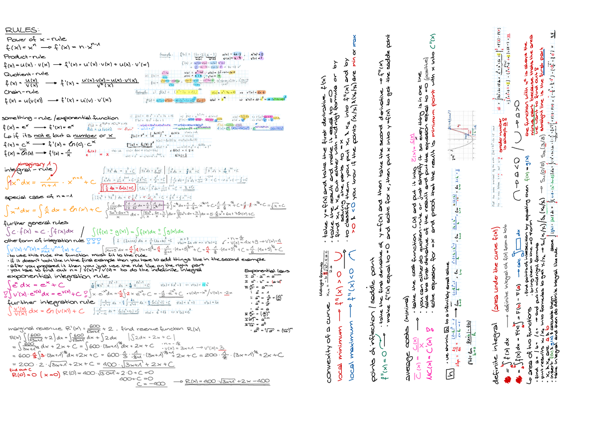 Math Cheat Sheet: Rules of Differentiation and Integration - Studocu