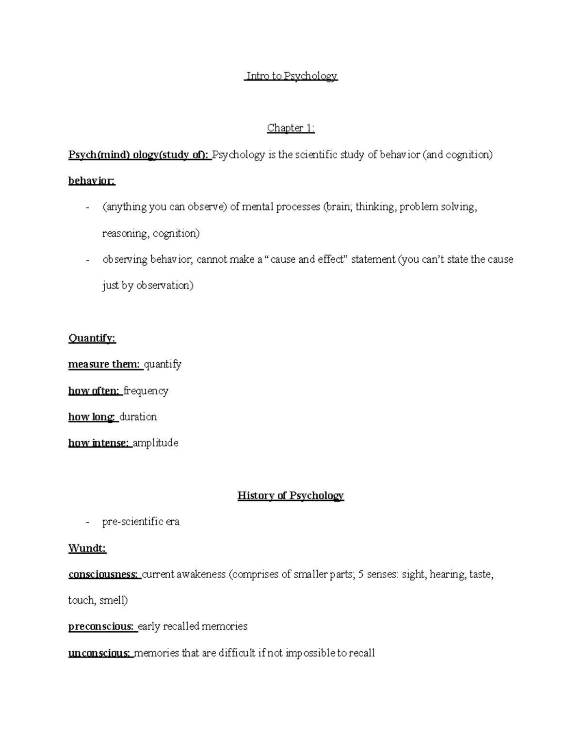 Intro to Psychology PSY101: Chapter Summary & Key Concepts - Studocu