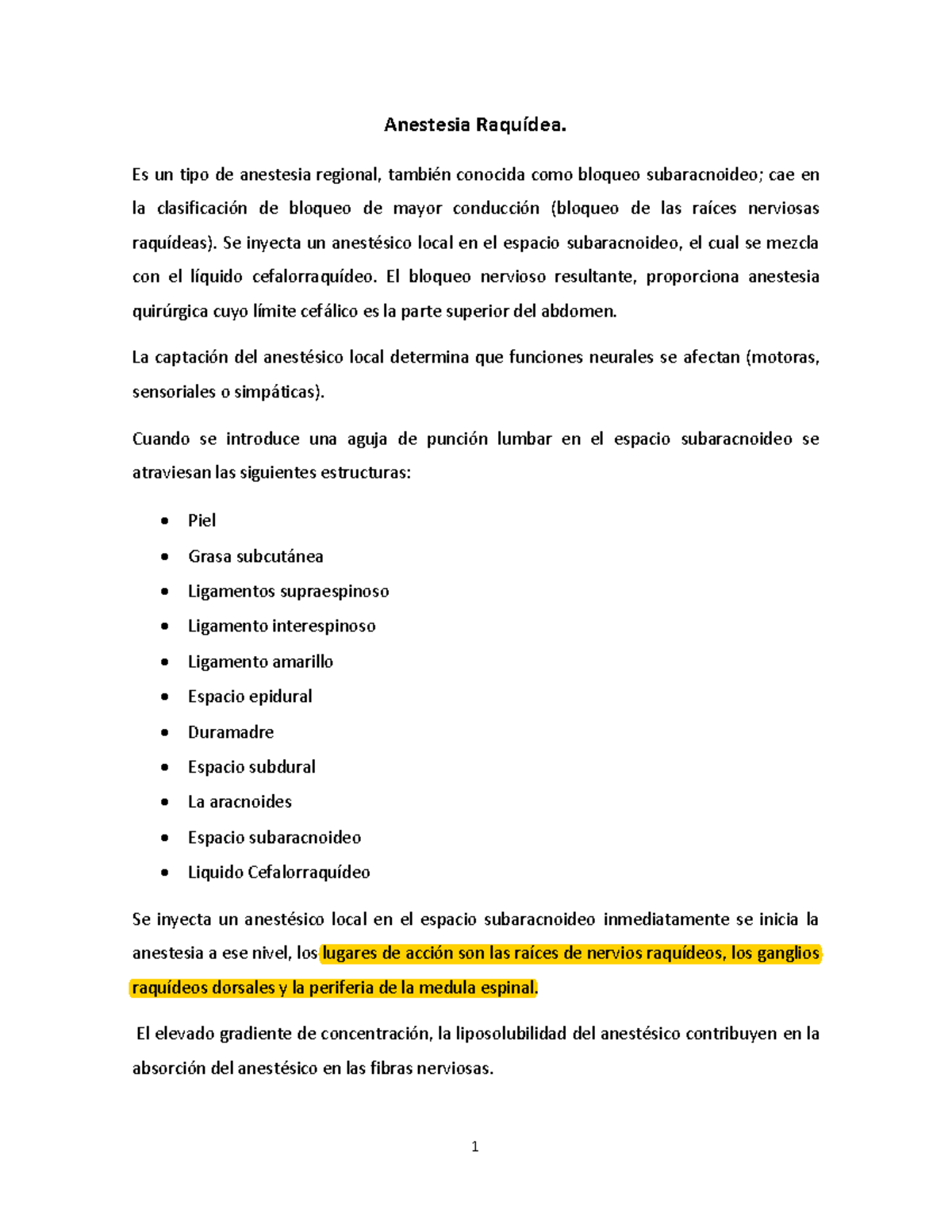 Tema-14 - Anestesia Raquídea: Mecanismos, Indicaciones y Complicaciones ...