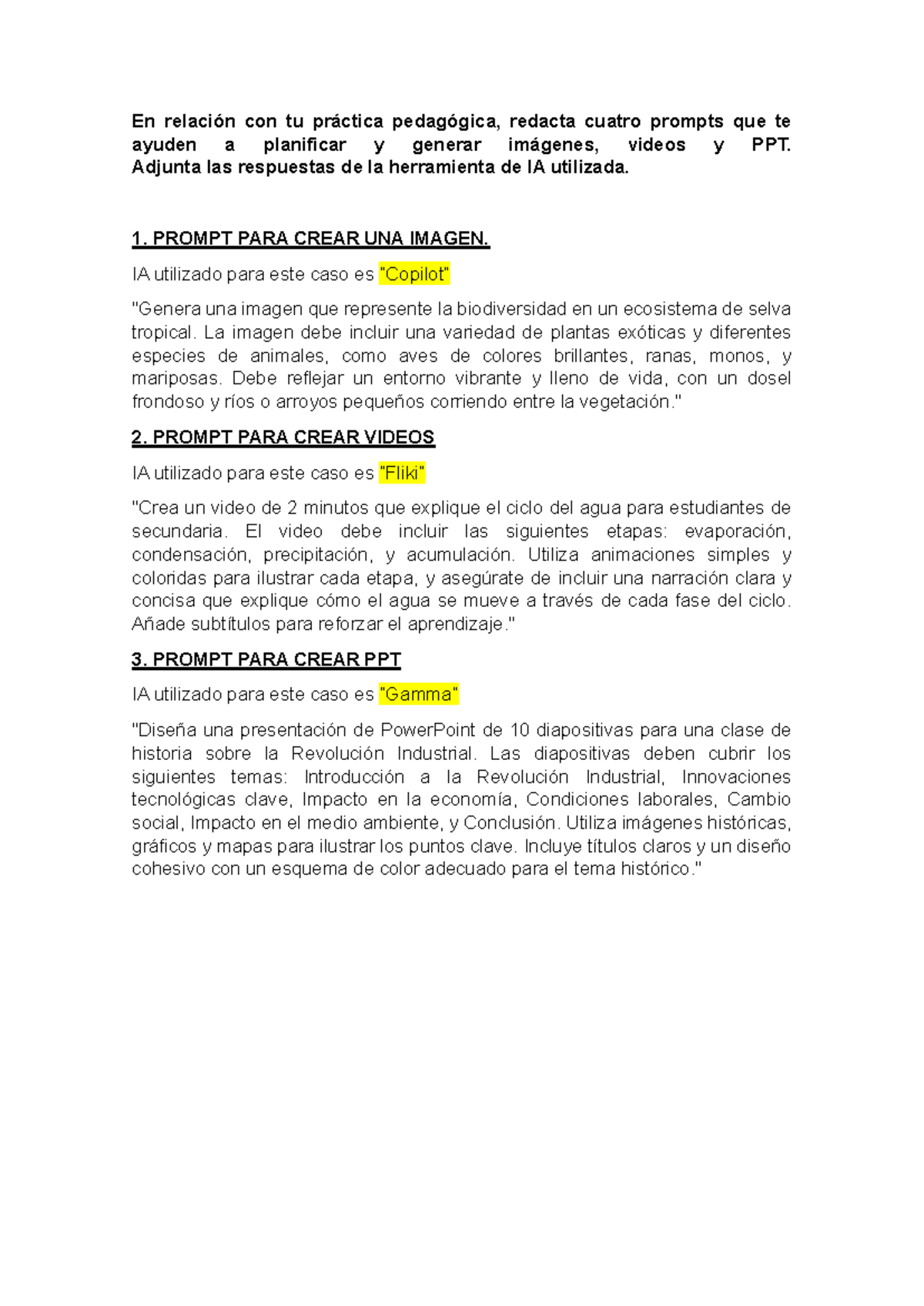 Práctica Pedagógica: Creación de Prompts para IA en Educación - Studocu