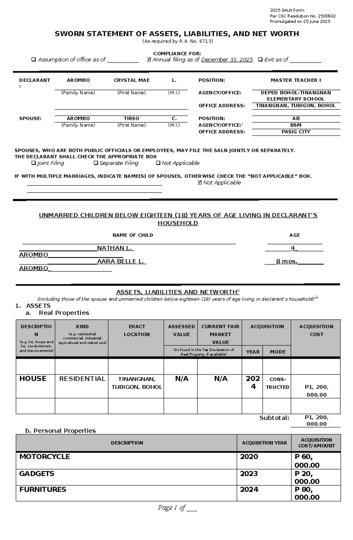 2025 SALN Form Submission Guidelines for Public Officials - Studocu