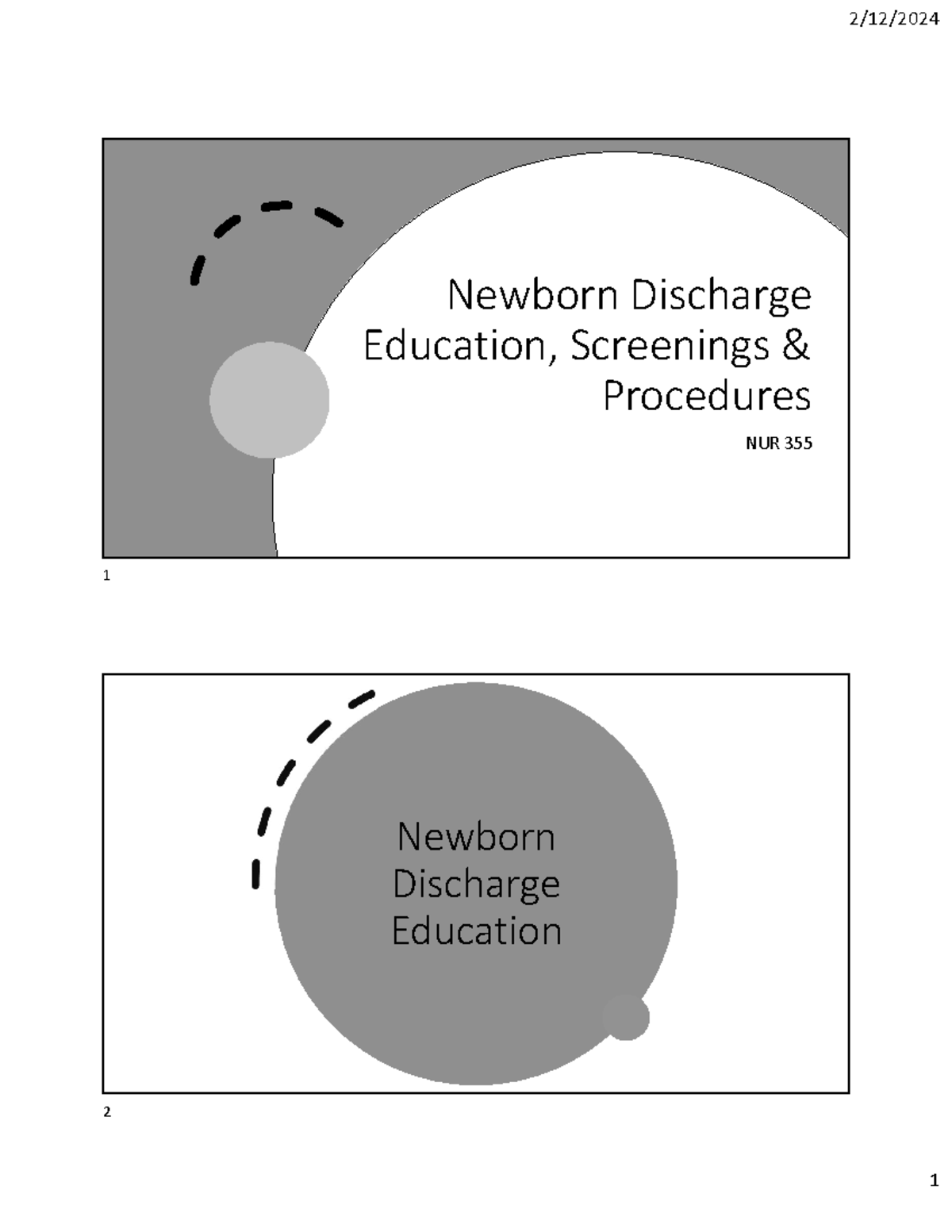 NUR 355 Newborn Discharge Education Printout and Care Guidelines - Studocu