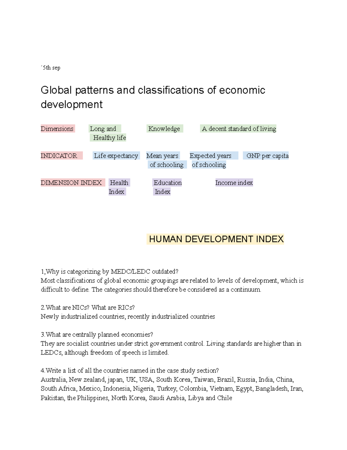 Geo Lessons: Comprehensive Notes on Economic Development & Migration ...