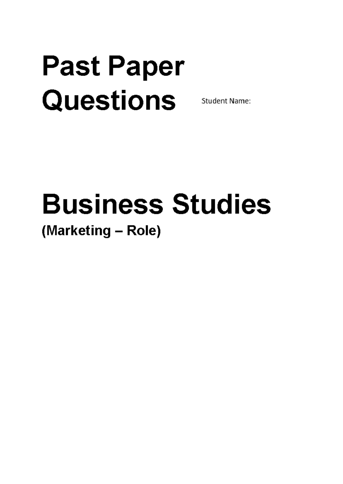 HSC Past Papers - Business Studies (Marketing) Multiple Choice & Short ...