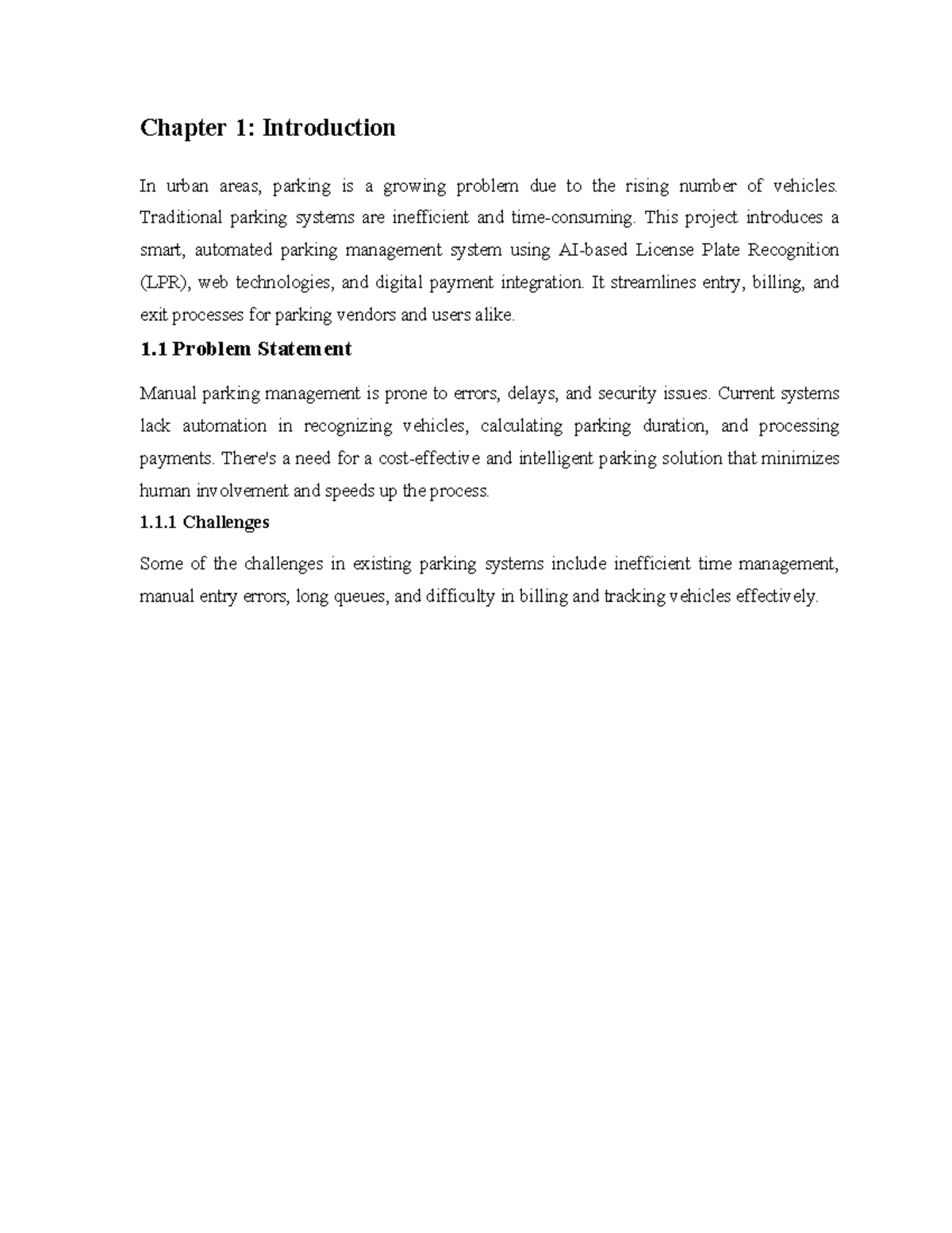 Smart Parking Project (SPP) - Chapter 1: Introduction - Studocu