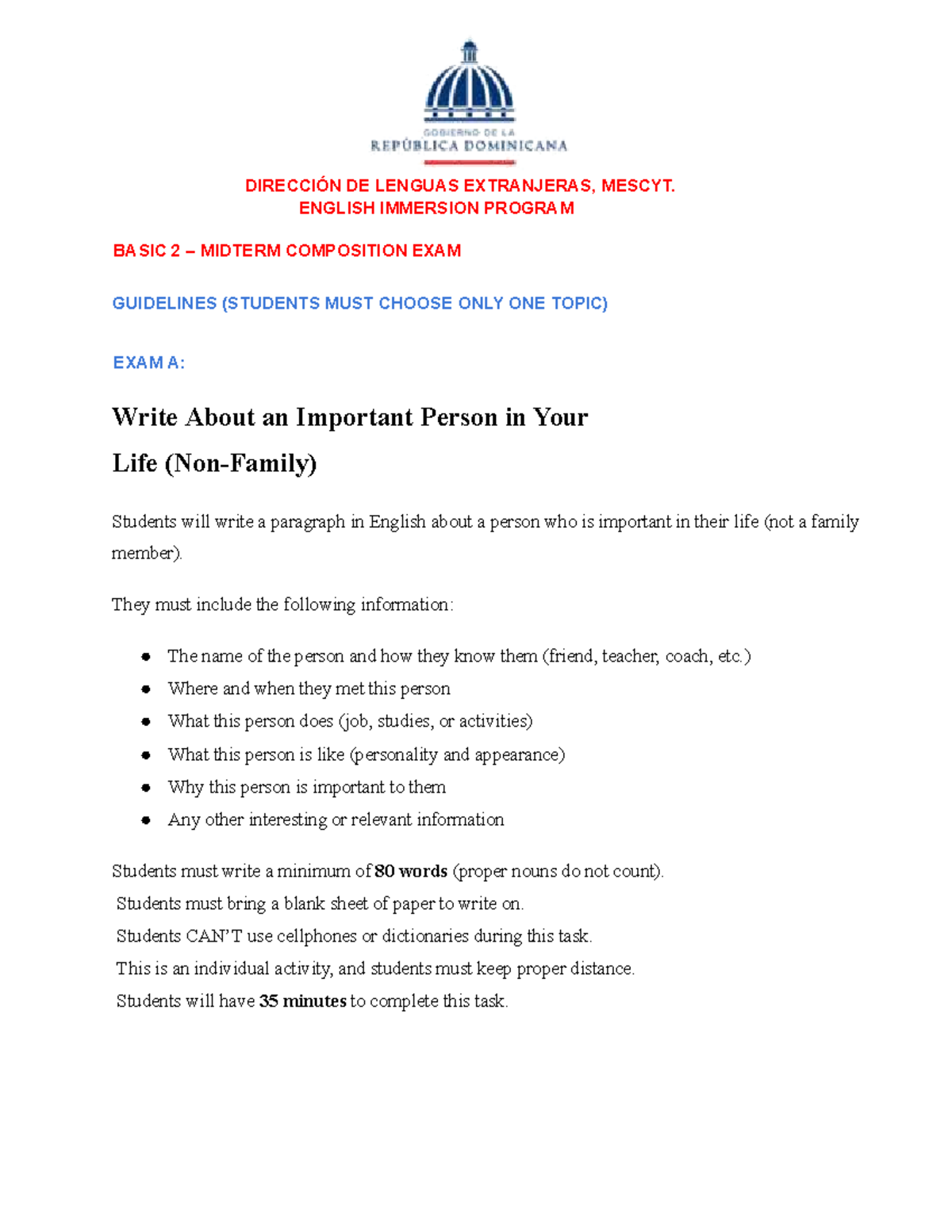 Basic 2 Midterm Composition Exam Guidelines 2026 - Studocu