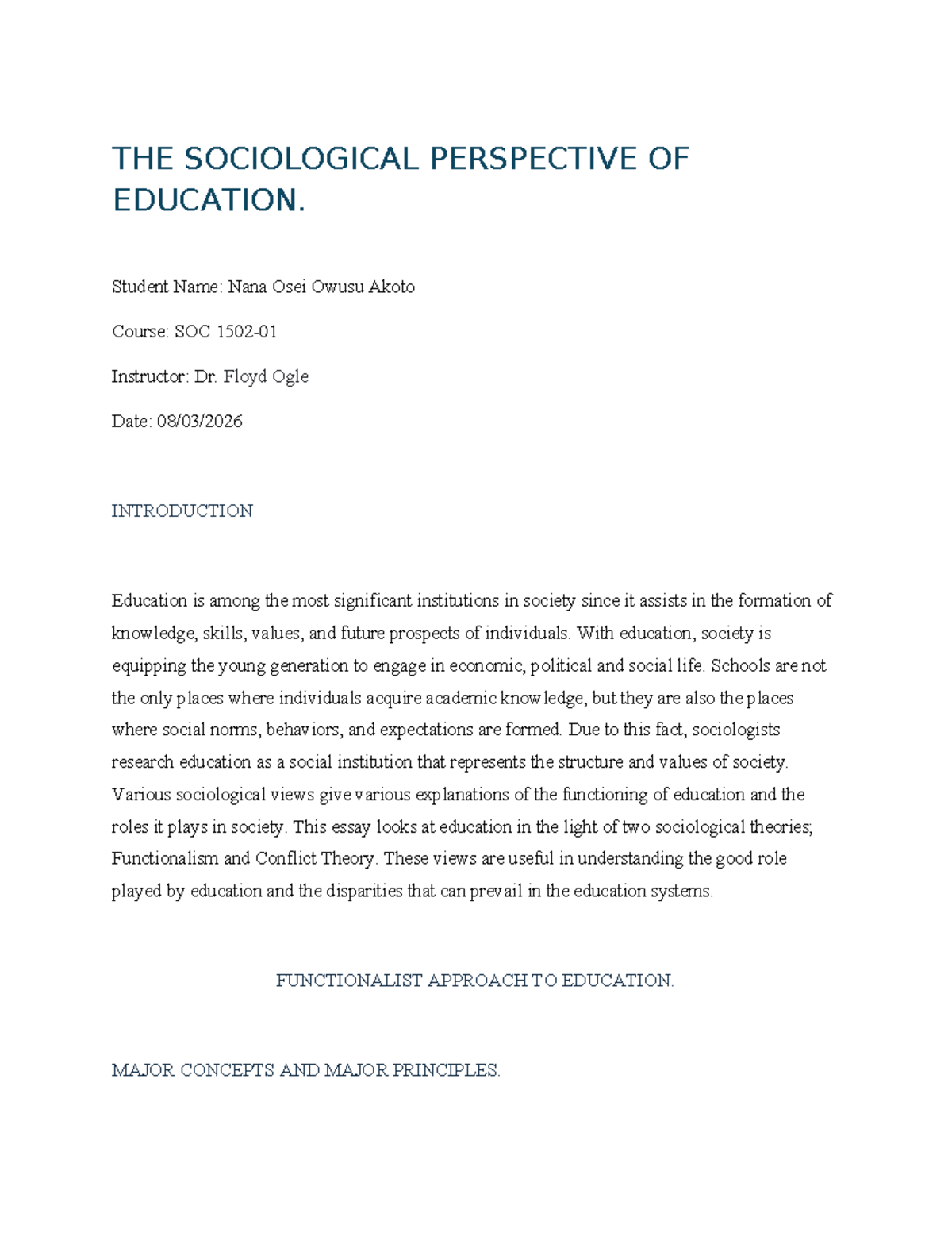 SOC 101: The Sociological Perspective on Education - Functionalism ...