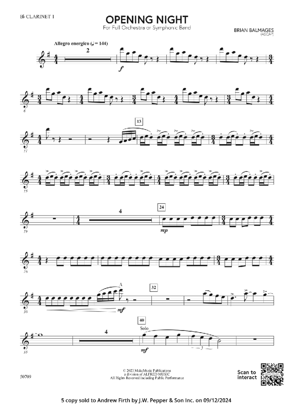 Bb CLARINET 1 Opening Night - Full Orch/Sym Band (2023) - Studocu