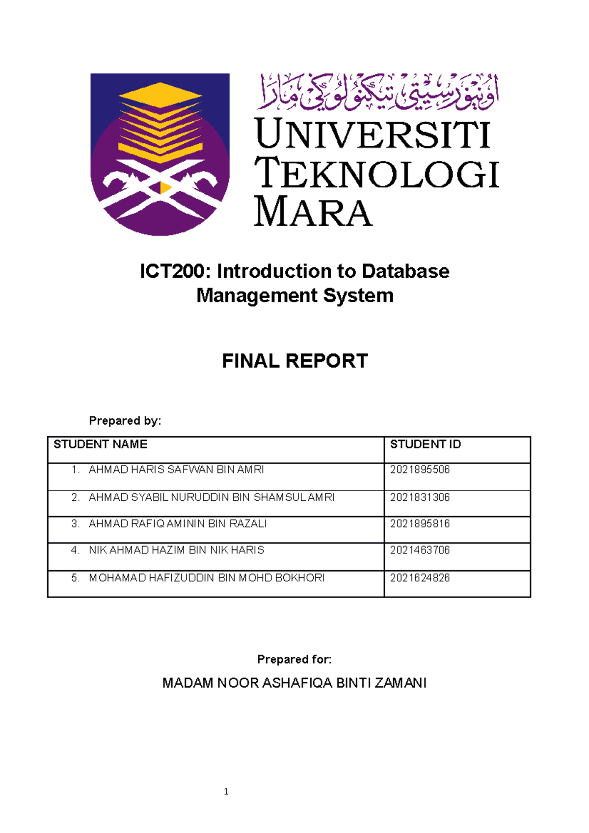 Final Report ICT200 - Tidak sepenuhnya boleh diterima - ICT200 ...
