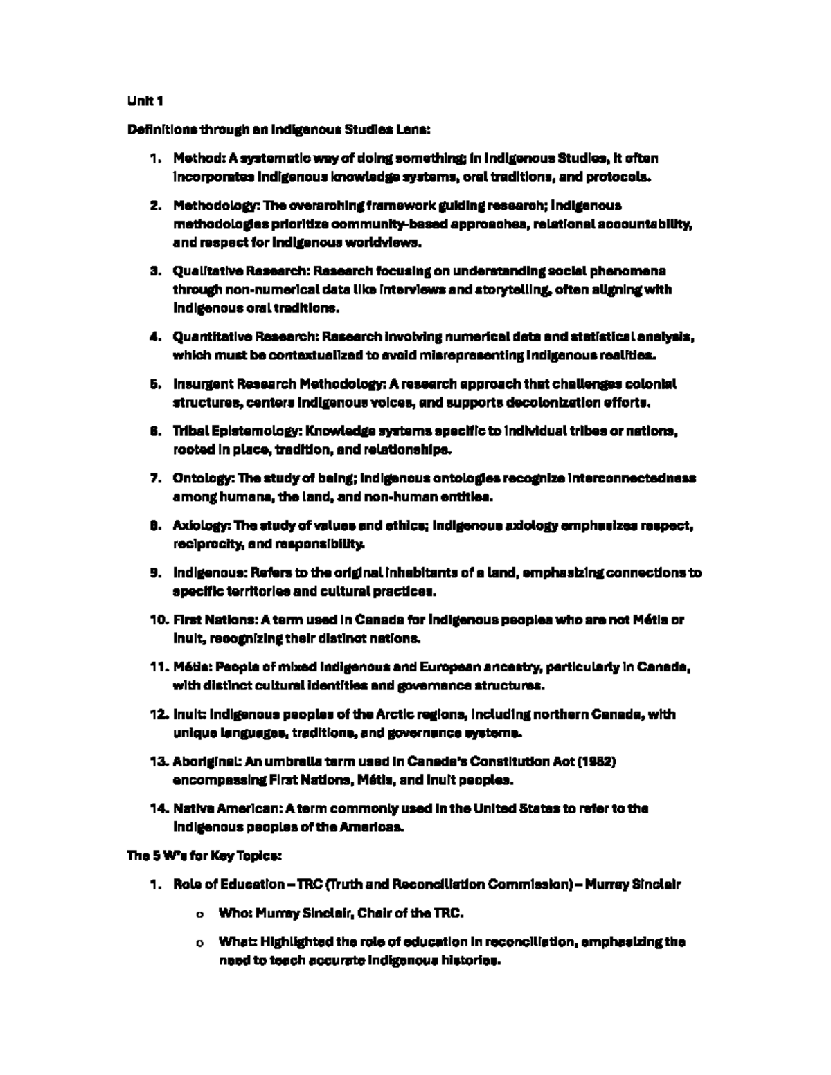 Indigenous Studies Units 1-7: Key Concepts, Terms, and Theories ...