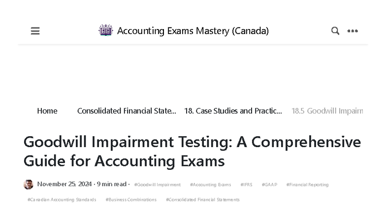 Goodwill Impairment Testing: A Guide for Accounting Exams (Canada ...