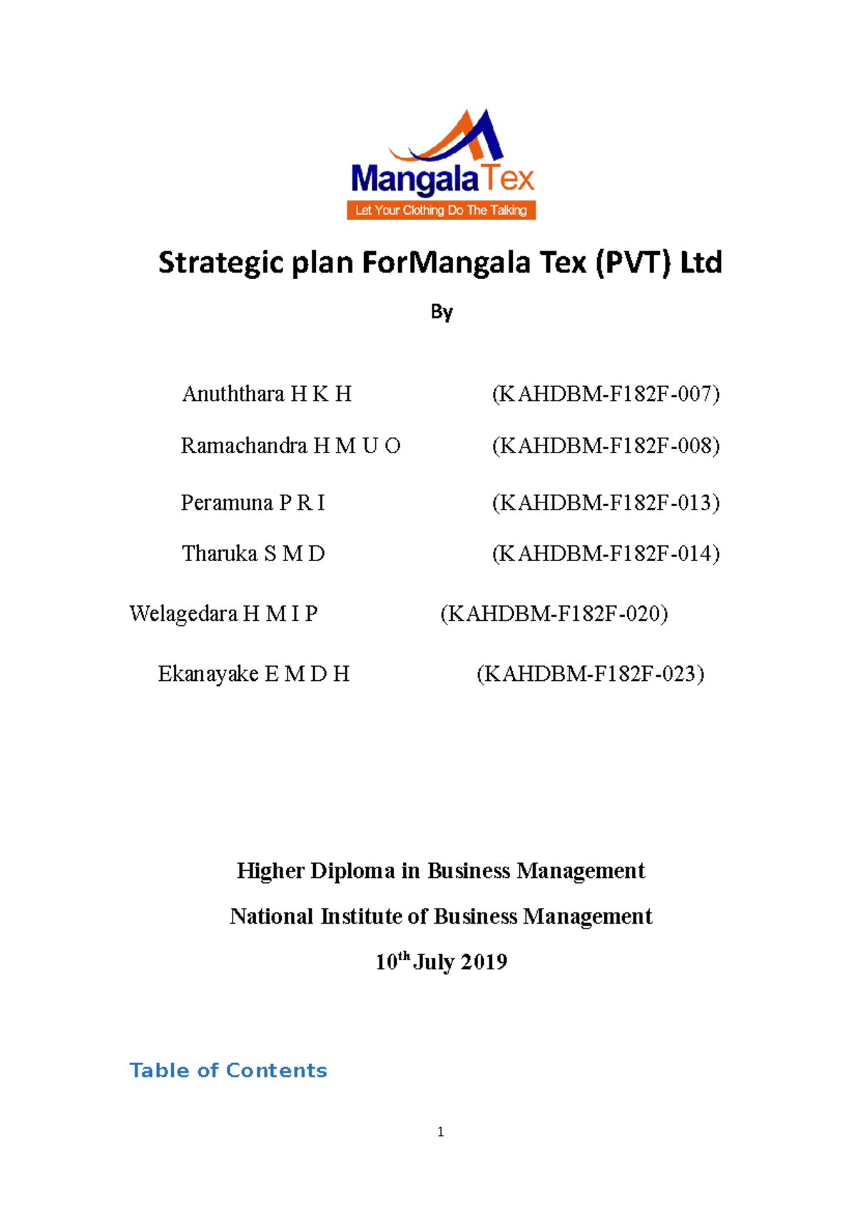 Strategic Case Study: Analyzing Mangala Tex (KAHDBM-F182F) - Studocu