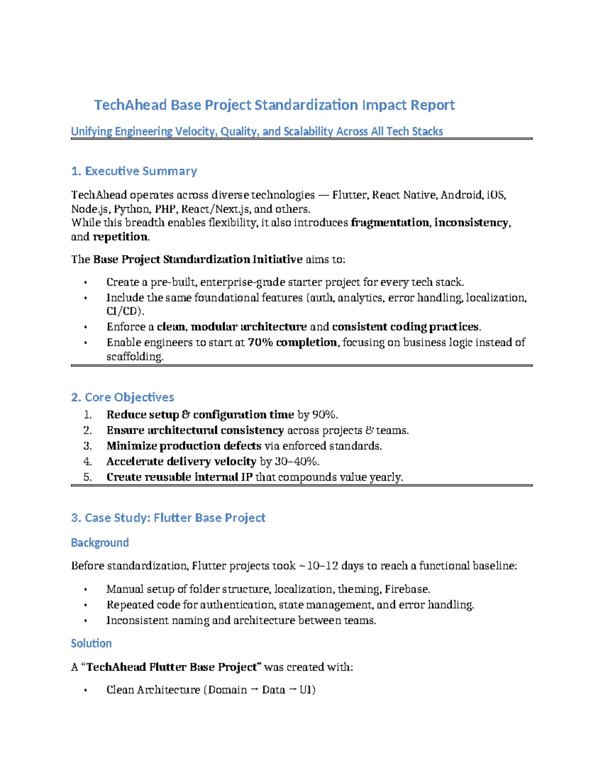 Base Project Standardization Impact Report: Enhancing Engineering ...