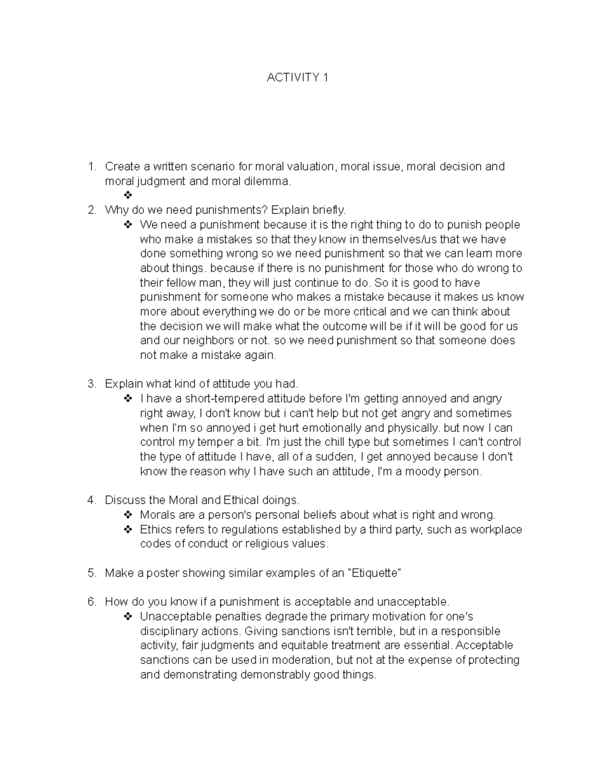 Activity 1 - Moral Evaluation and Ethical Attitudes in HHHH - Studocu
