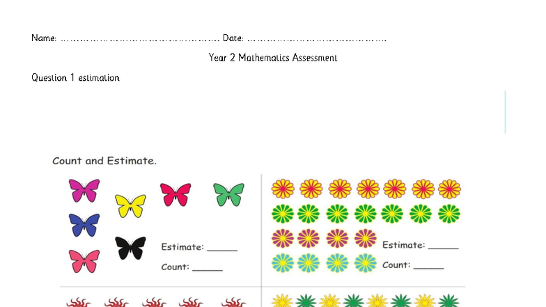 Year 2 Math Assessment: Estimation, Patterns & Shapes Exam - Studocu