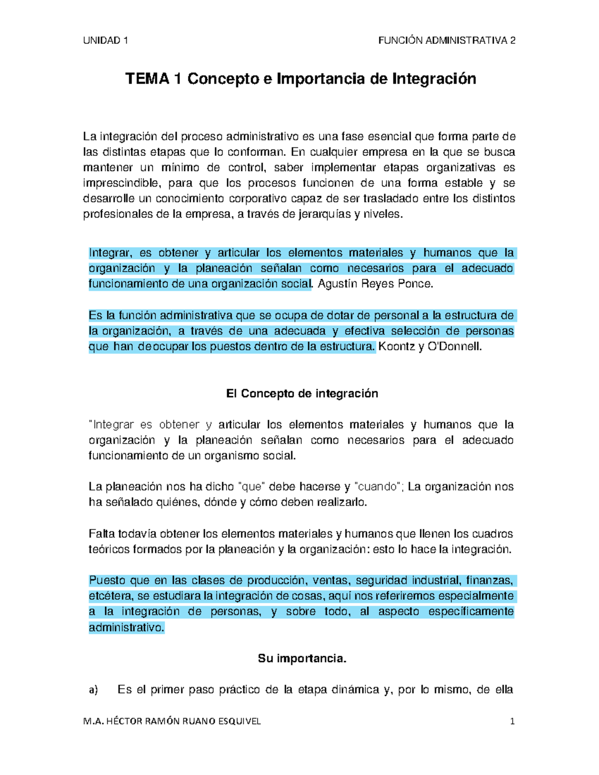 TEMA 1: Concepto y Relevancia de la Integración Administrativa - Studocu