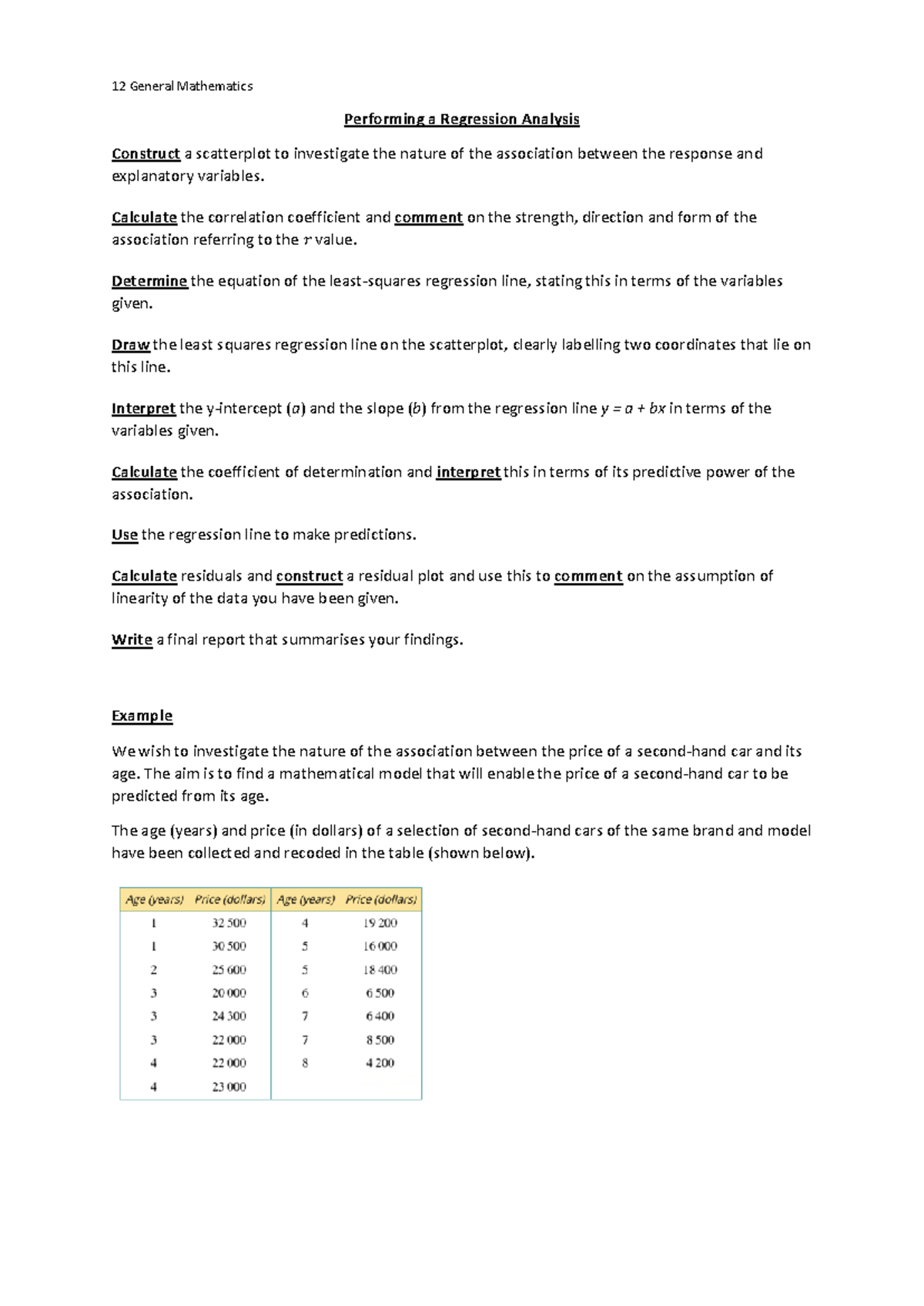 Peforming a Regression Analysis Steps and Example - 12 General ...