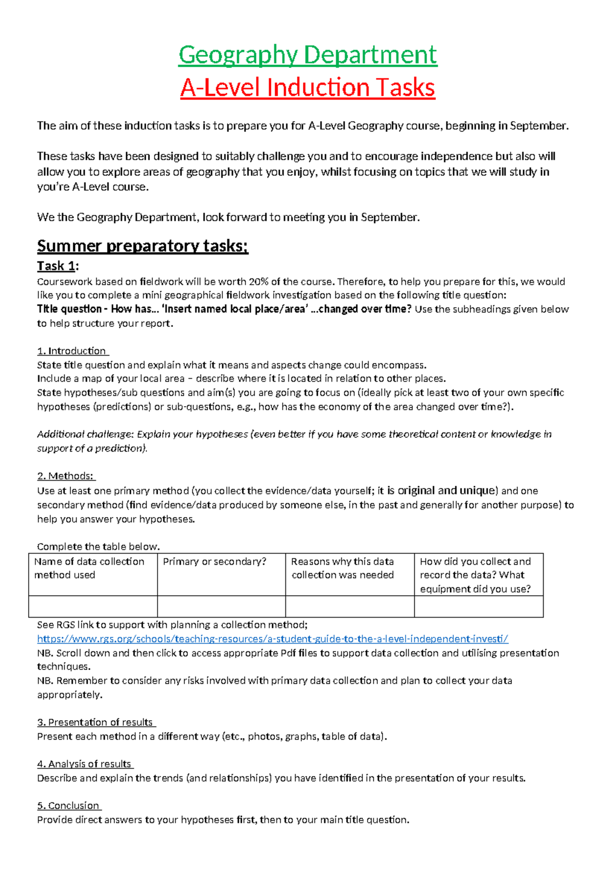 Geography Induction Tasks: Preparing for Your Course (GEOG101) - Studocu
