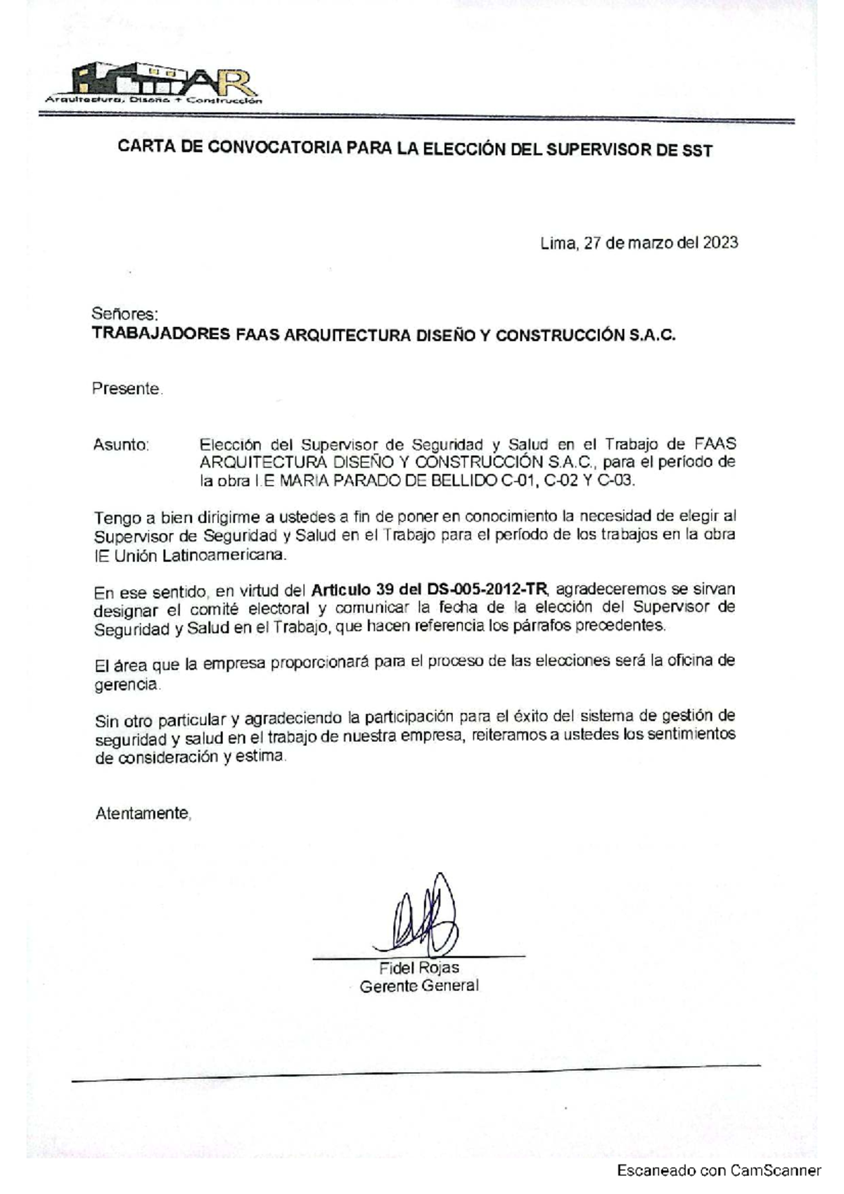 Convocatoria para Elección del Supervisor de SST - I.E. María Parado ...